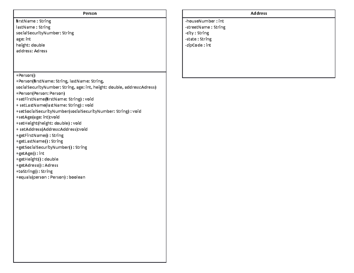 Uml Dia - UML diagram document - Person firstName : String lastName : String ...