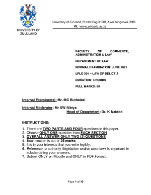 Elements Of Delict - Study Unit 1 Scope: SA – Law of Delict / America ...