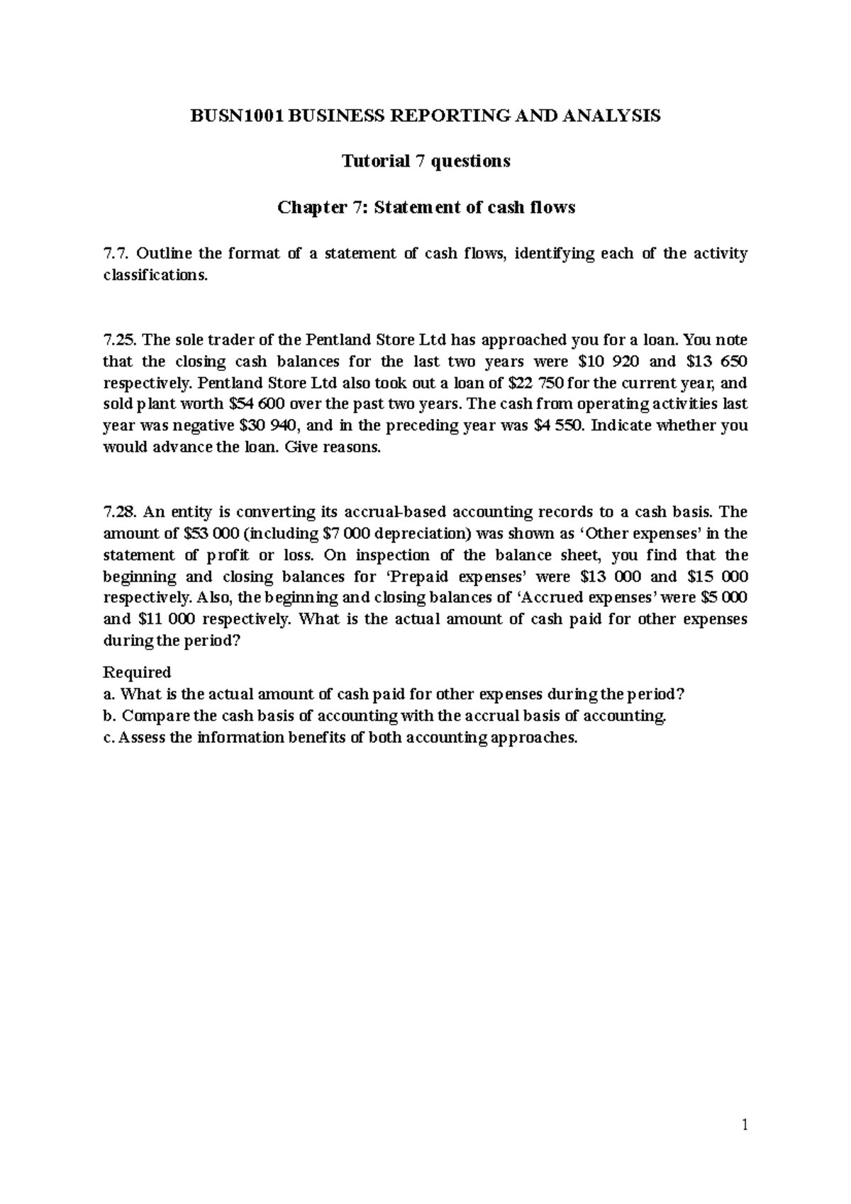 Week 8 Tutorial Discussion Without Answers - BUSN1001 BUSINESS ...