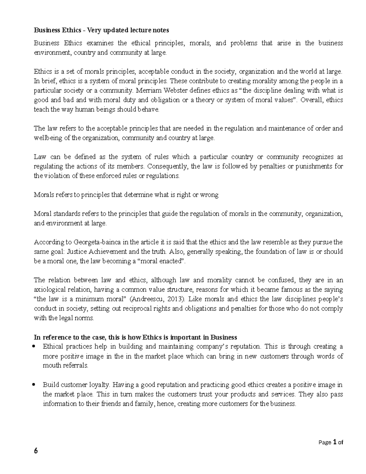 Business Ethics Lecture Notes - Business Ethics - Very updated lecture ...