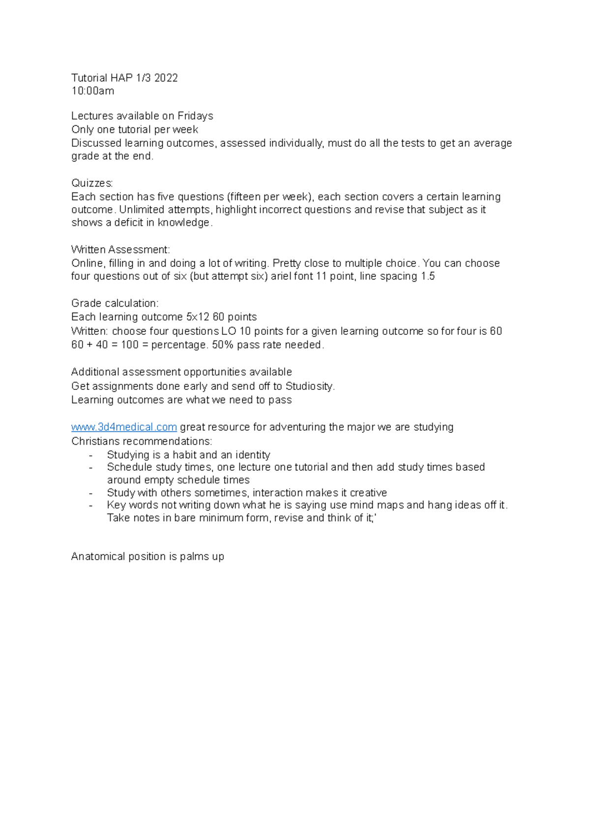 Tutorial HAP 1 w1 - introduction to HAP assignment details handy ...