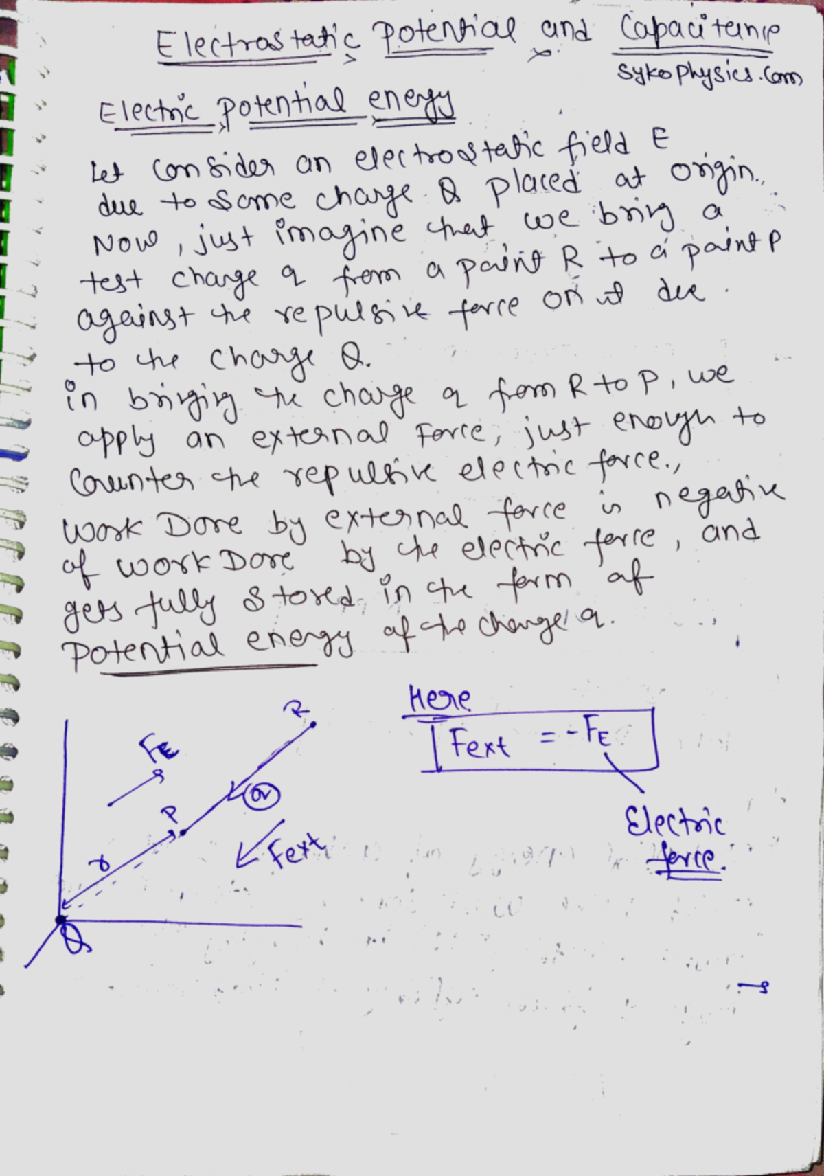 Electric potential and capacitance class 12 best handwritten notes pdf ...