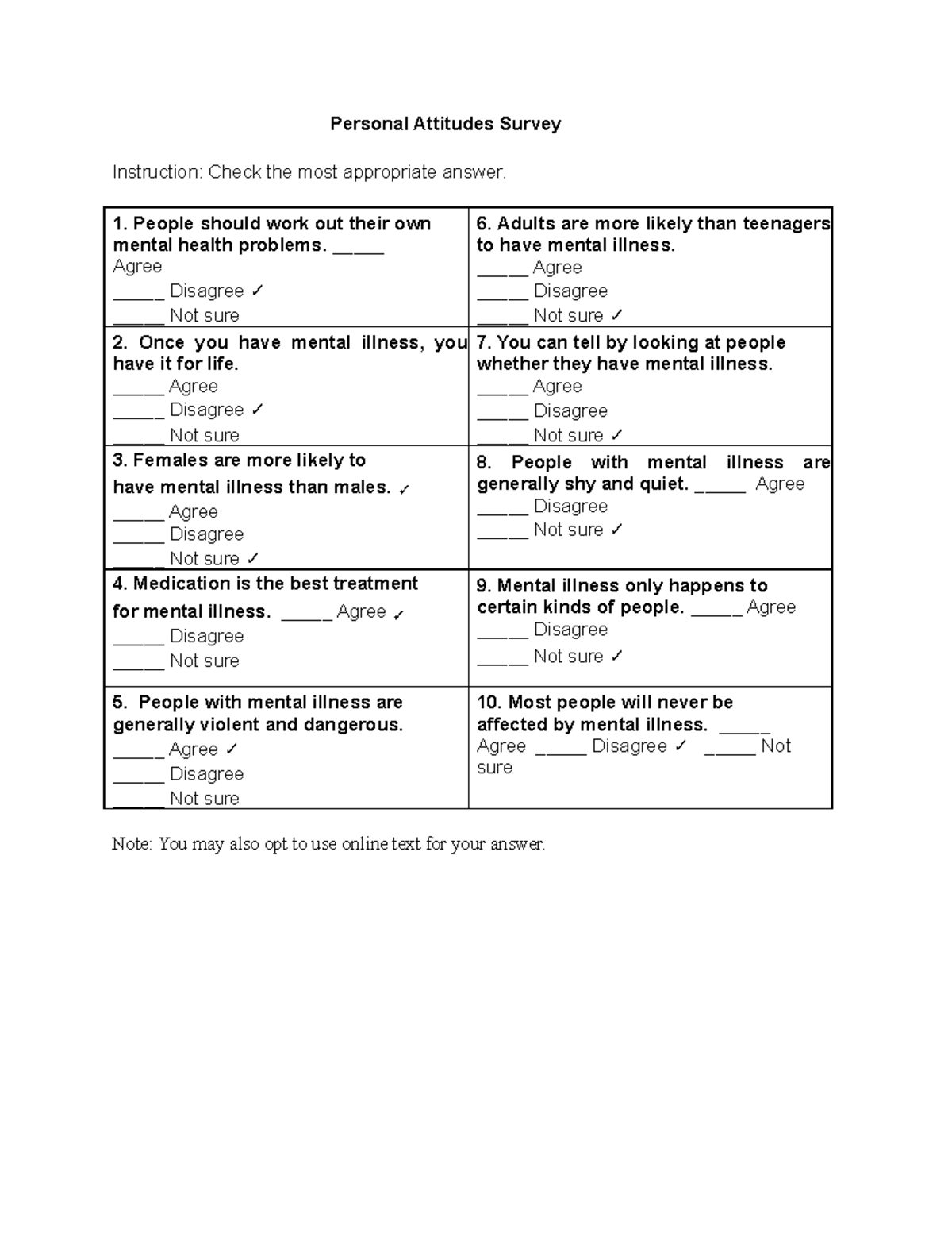 Personal Attitudes Survey - Personal Attitudes Survey Instruction ...