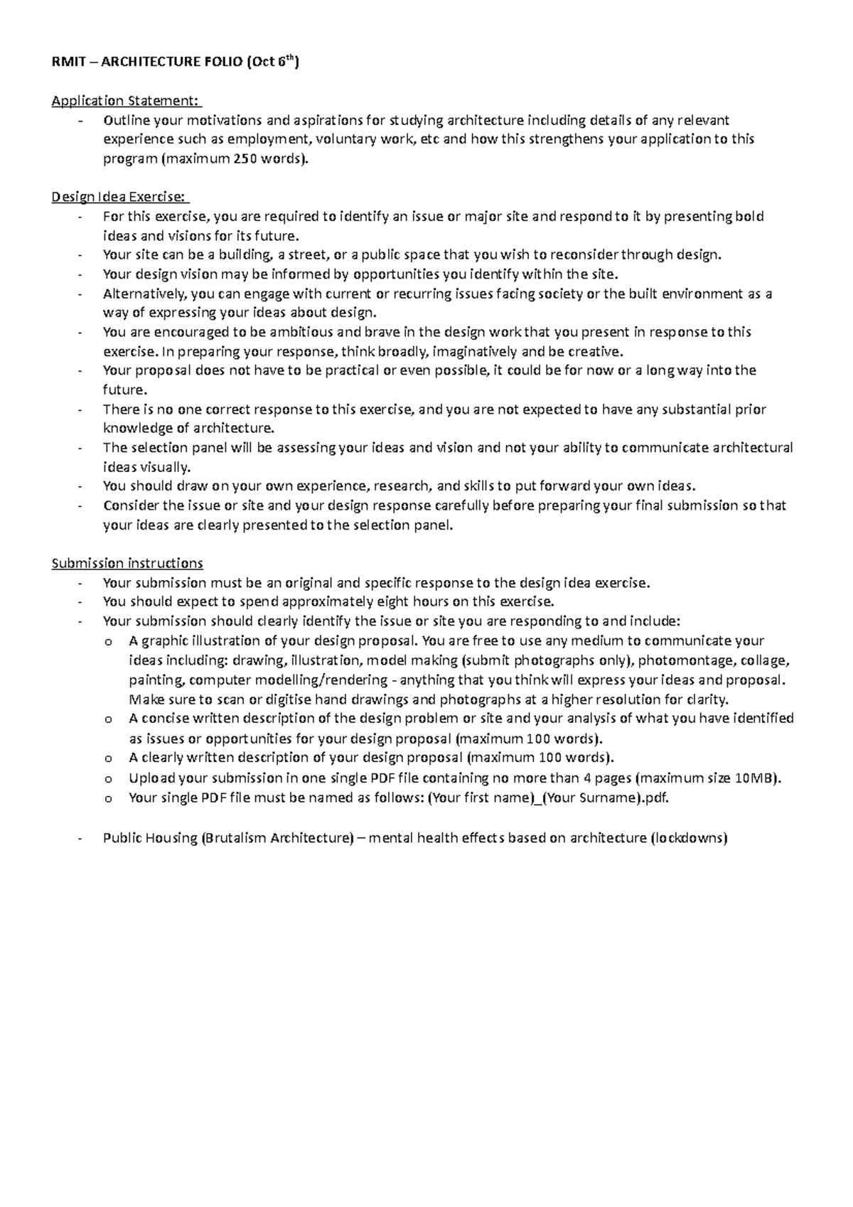 RMIT - Architecture Folio - BUSM4550 - RMIT University - Studocu