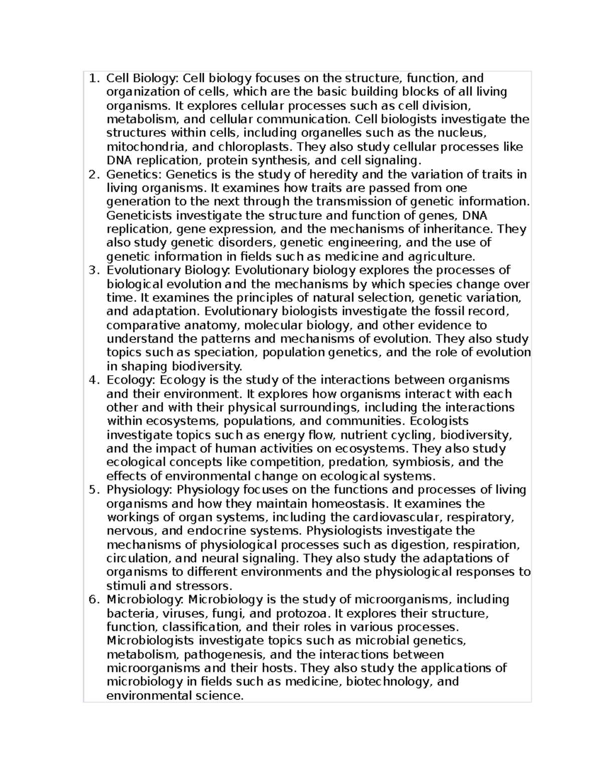 Biology - first day notes/overview of course - Cell Biology: Cell ...