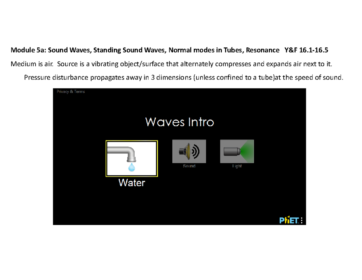Module 5a Sound Waves - Lecture notes 5a - Module 5a: Sound Waves ...