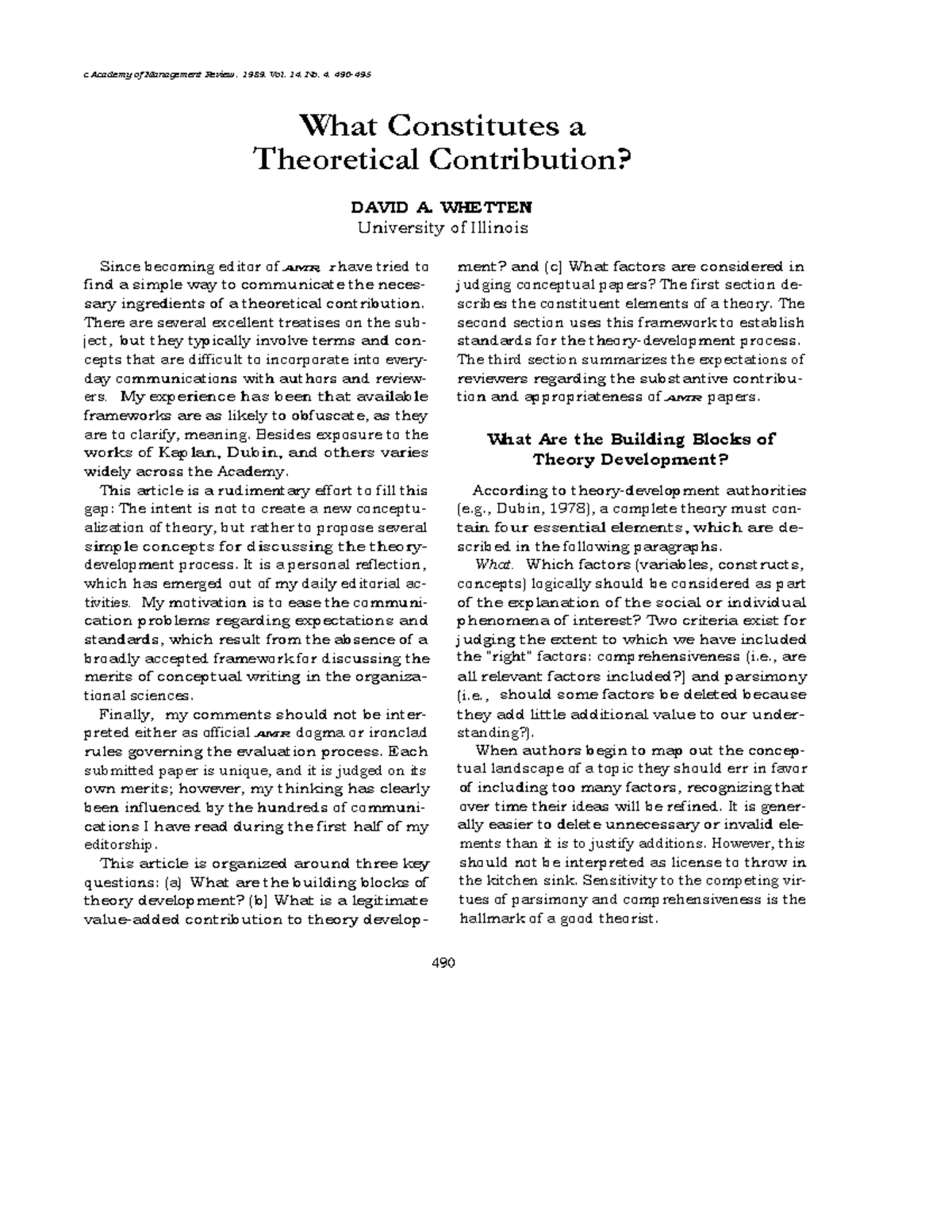 Whetten, D. A. (1989) - WETTEN - c Academy of Management Review, 1989 ...