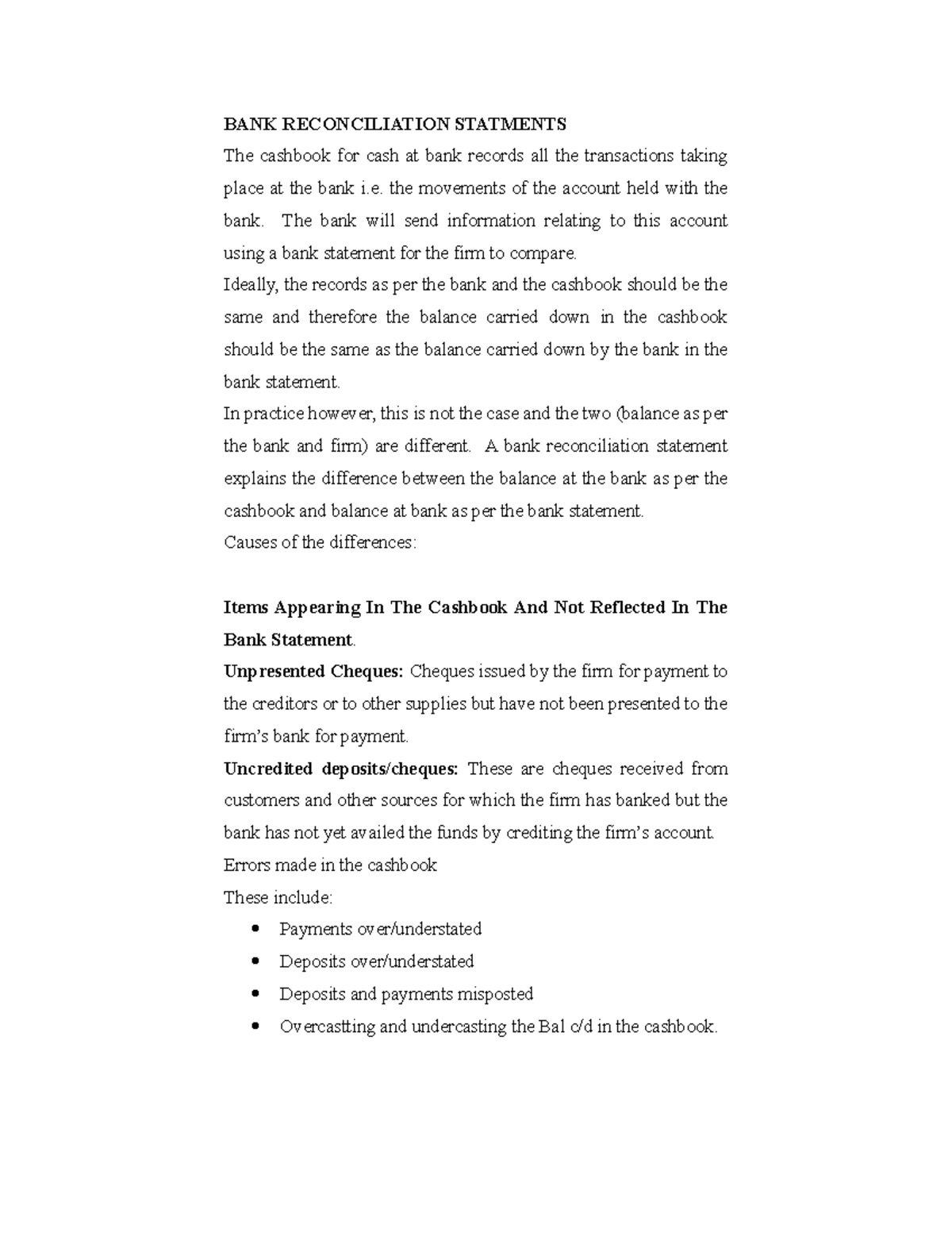 Lesson 3 BANK Reconciliation Statments - BANK RECONCILIATION STATMENTS ...