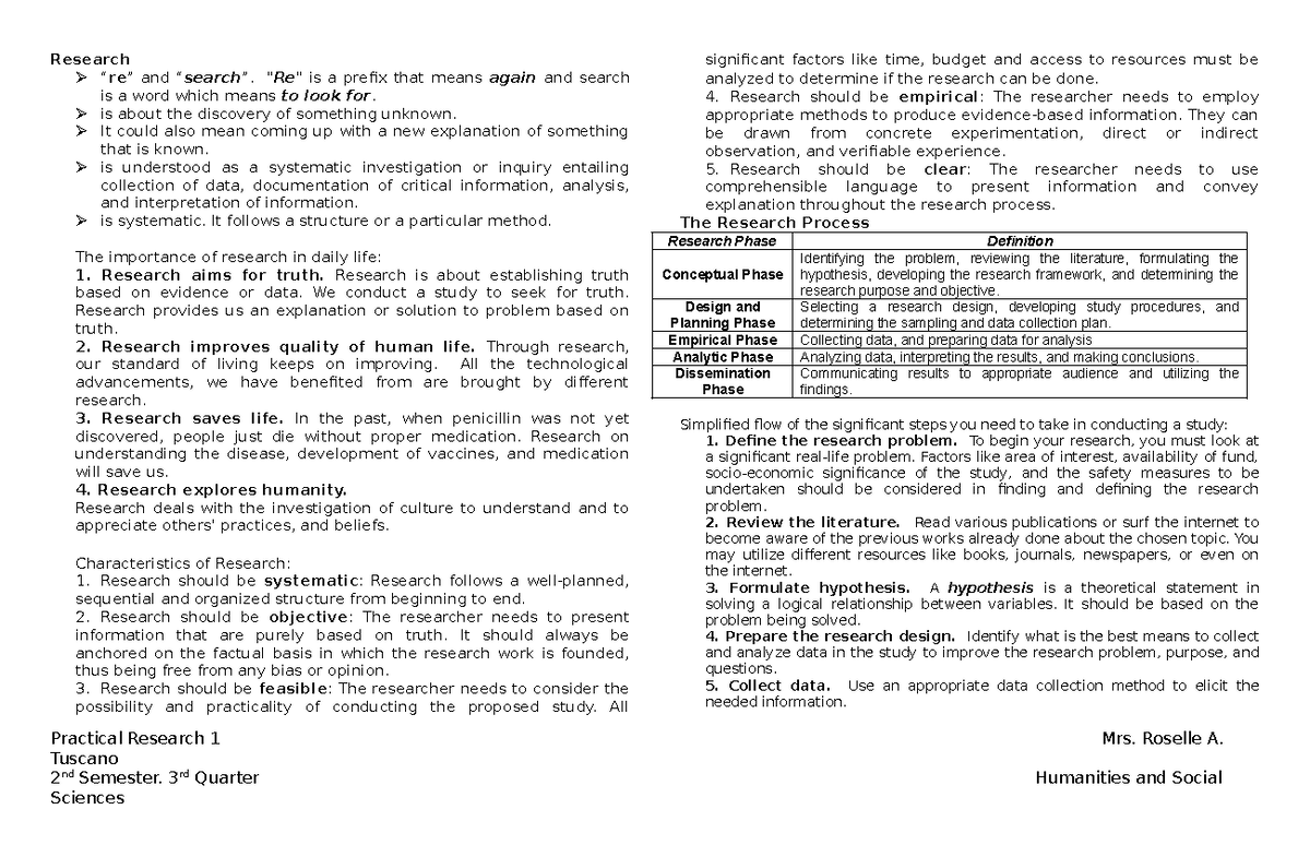 Basics-OF- Research - Research “re” and “search”. "Re" is a prefix that ...