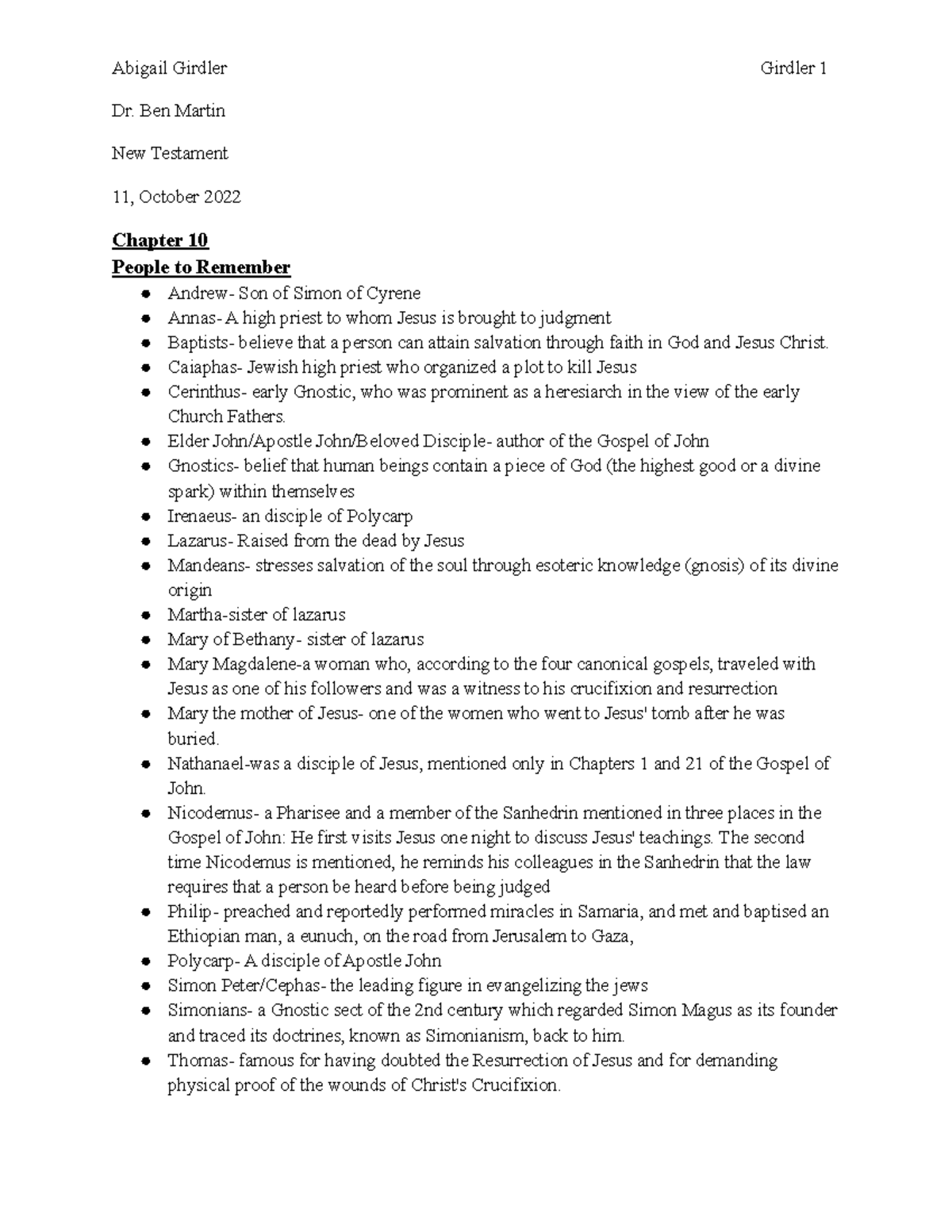 New Testament Module #4 - Abigail Girdler Girdler 1 Dr. Ben Martin New ...