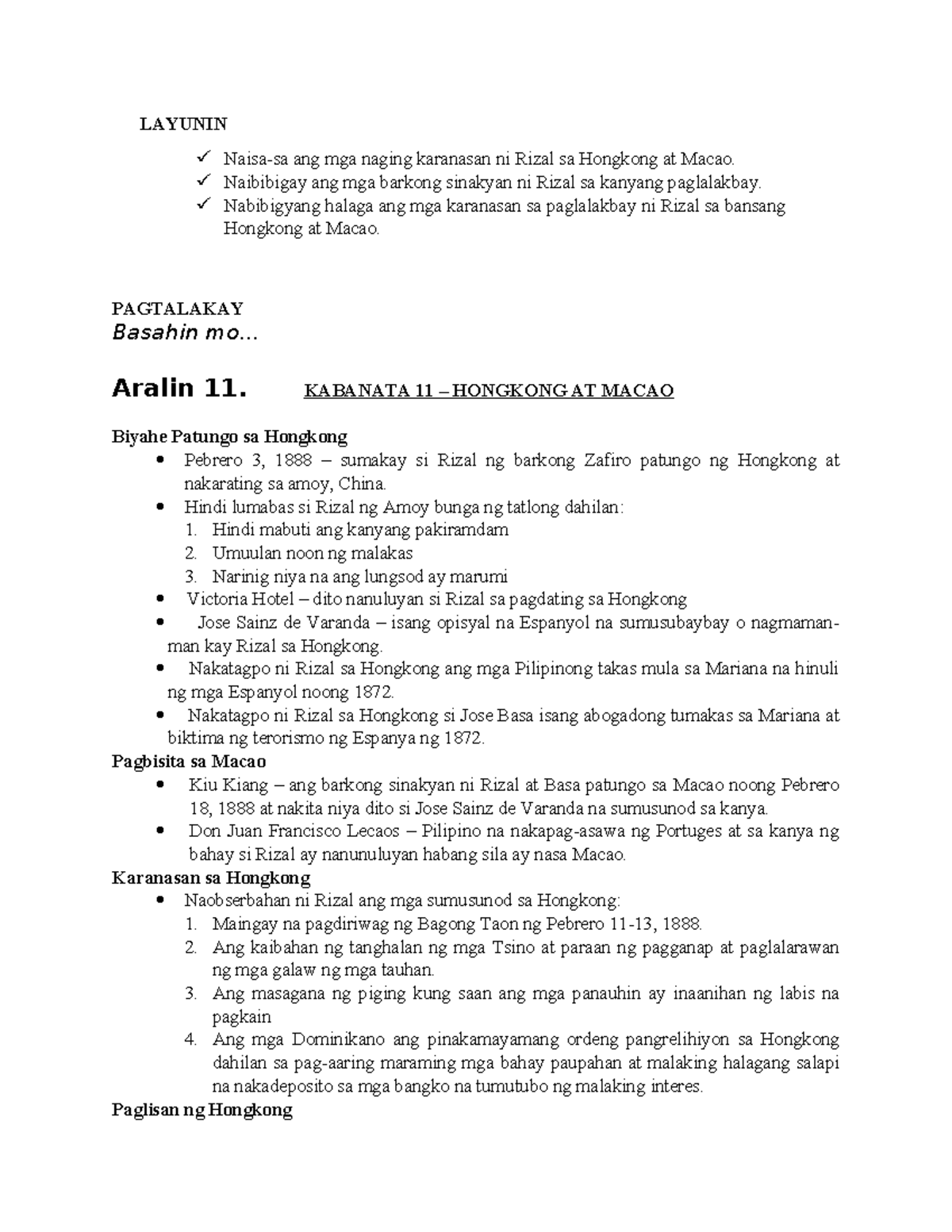 Aralin-11 - KOMFIL ARALIN 11 - LAYUNIN Naisa-sa ang mga naging ...