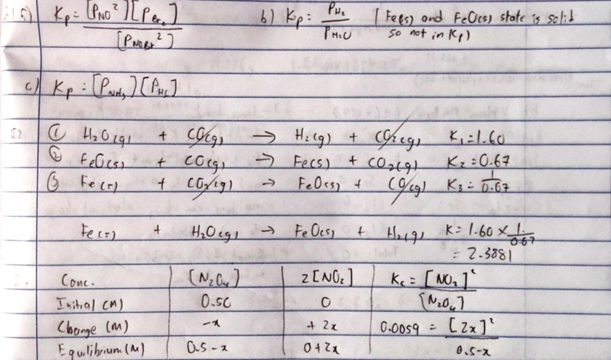 Scan 30 Nov 24 12·27·16 - equilibrium - foundation in science - 3) kp: (Fe¢o) ond FeOcs) stote ...