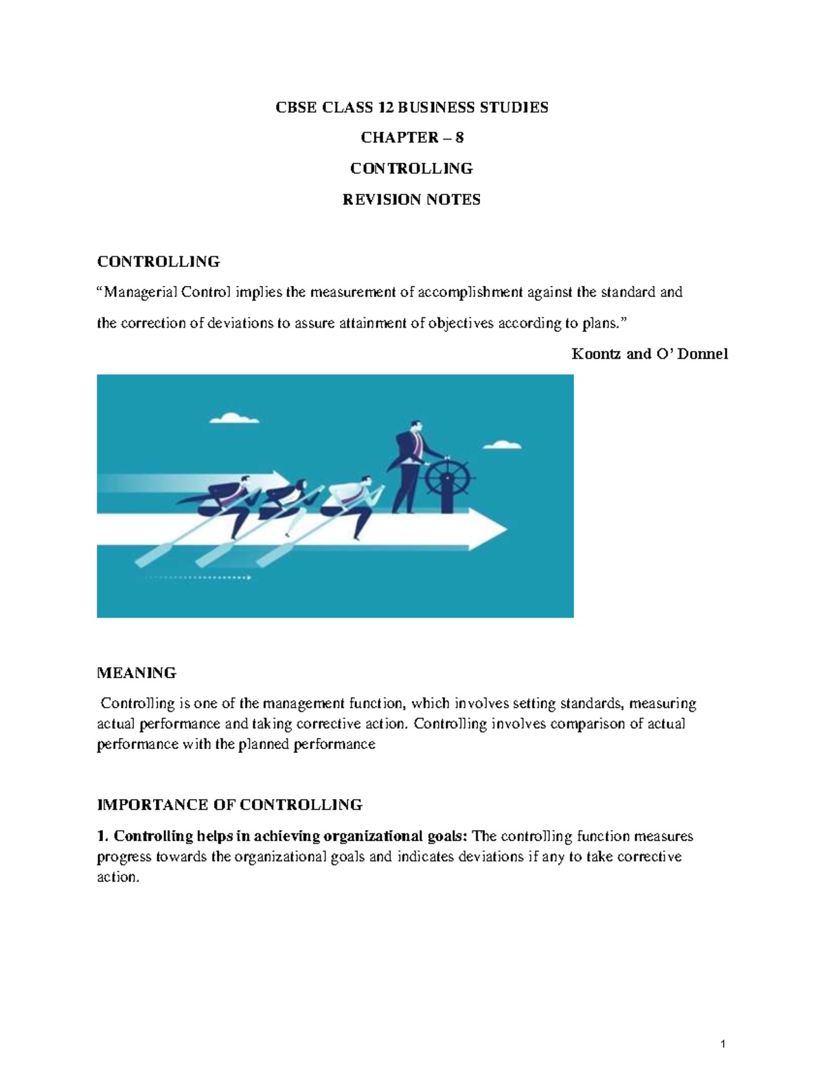 Class 12 Chapter 8 Business Studies Revision Notes CBSE CLASS 12