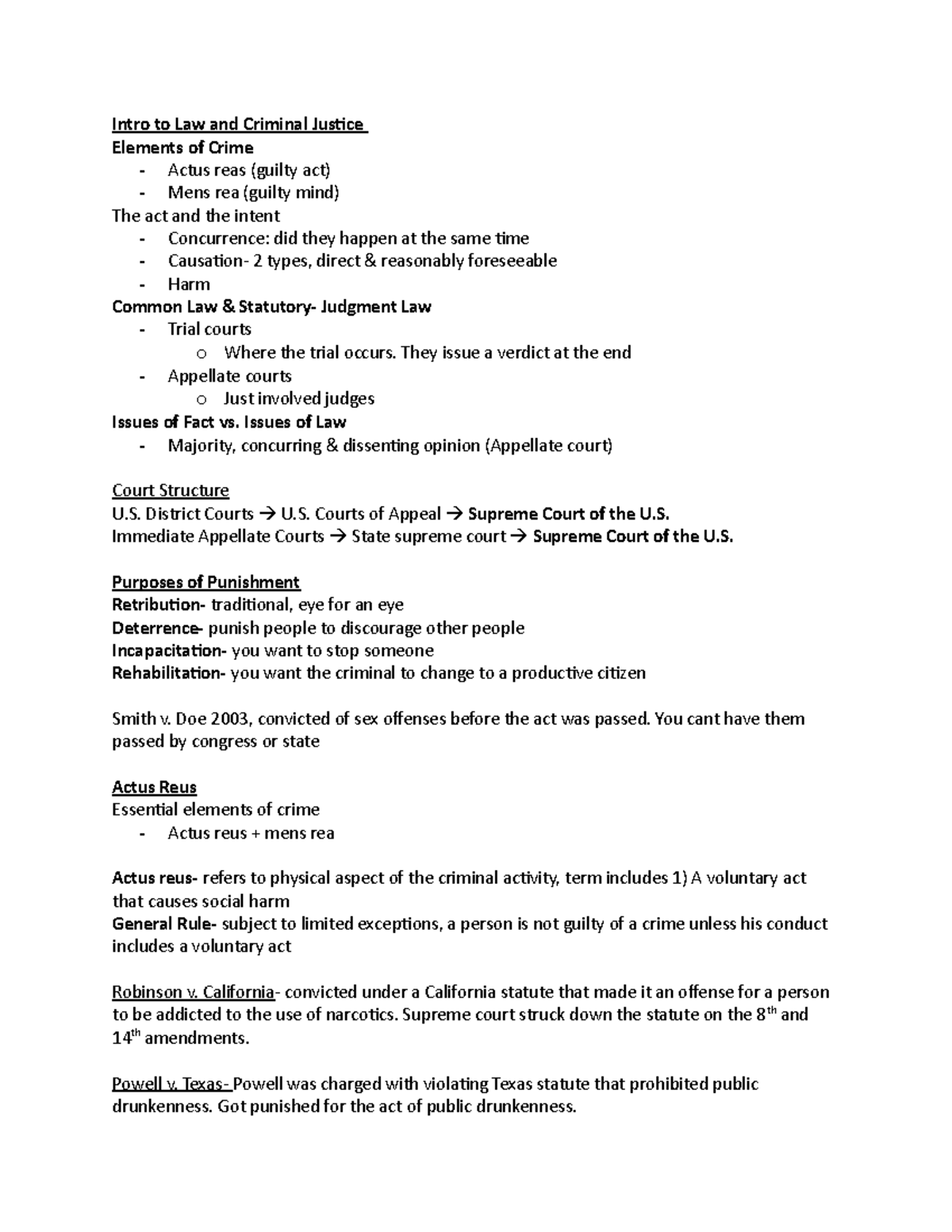 IIntro to law and CRJJ - Intro to Law and Criminal Justice Fall 2022 ...