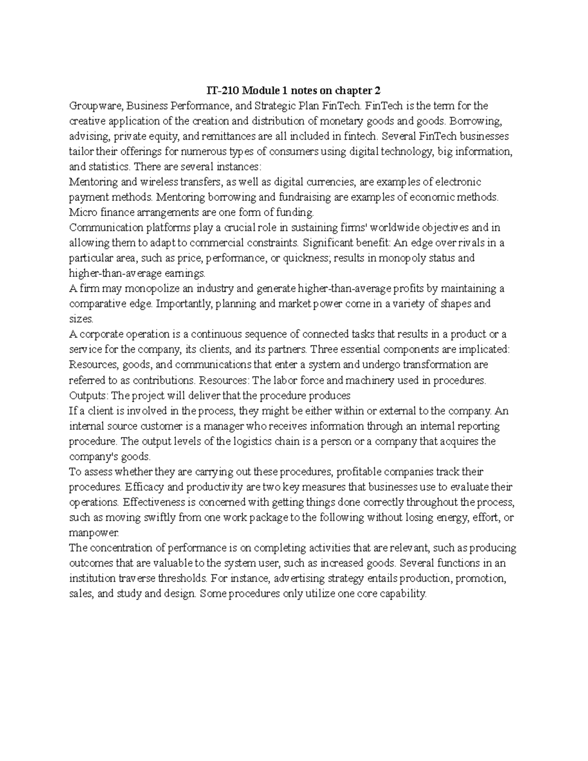 IT-210 Module 1 notes on chapter 2 - IT-210 Module 1 notes on chapter 2 ...
