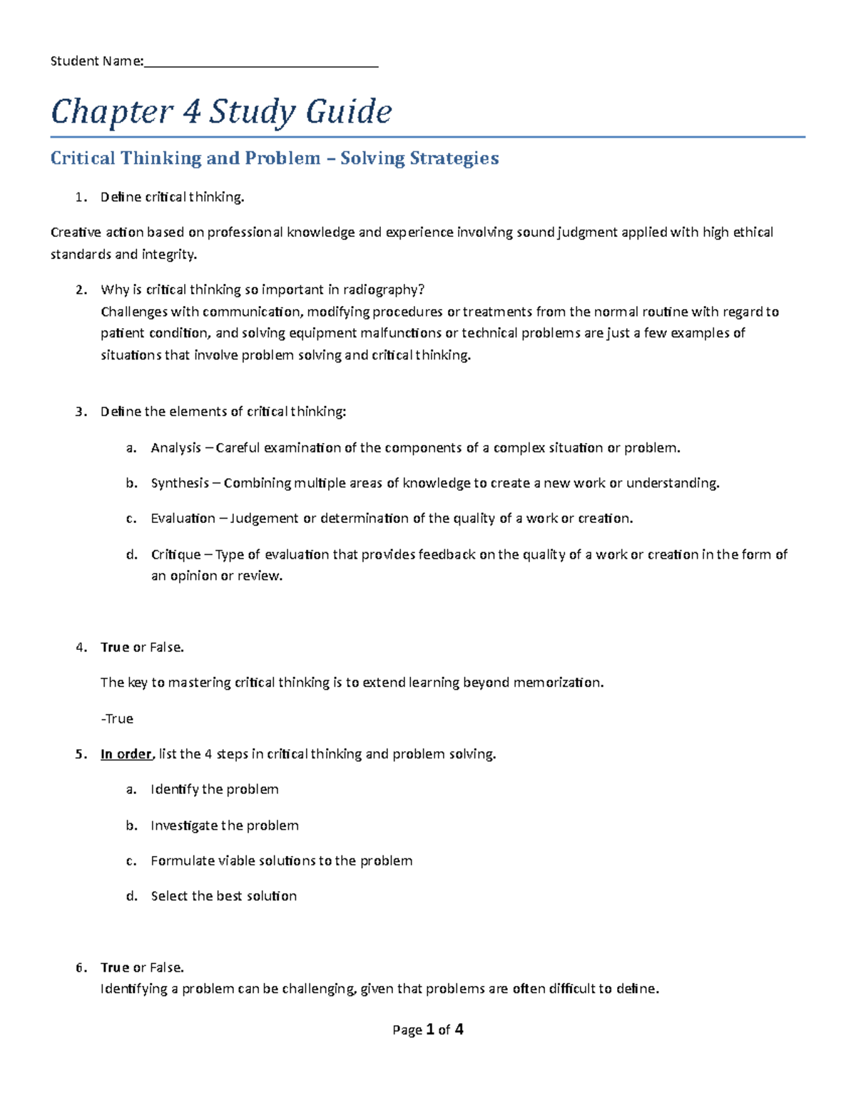 Chapter 4 Study Guide Student Copy rev fall 2019 - Chapter 4 Study ...