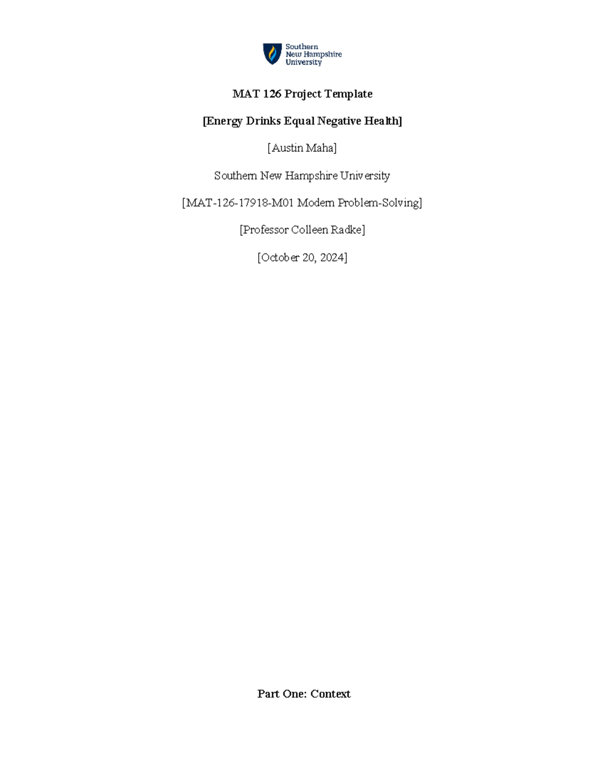 MAT 126 Project Template Maha - MAT 126 Project Template [Energy Drinks ...