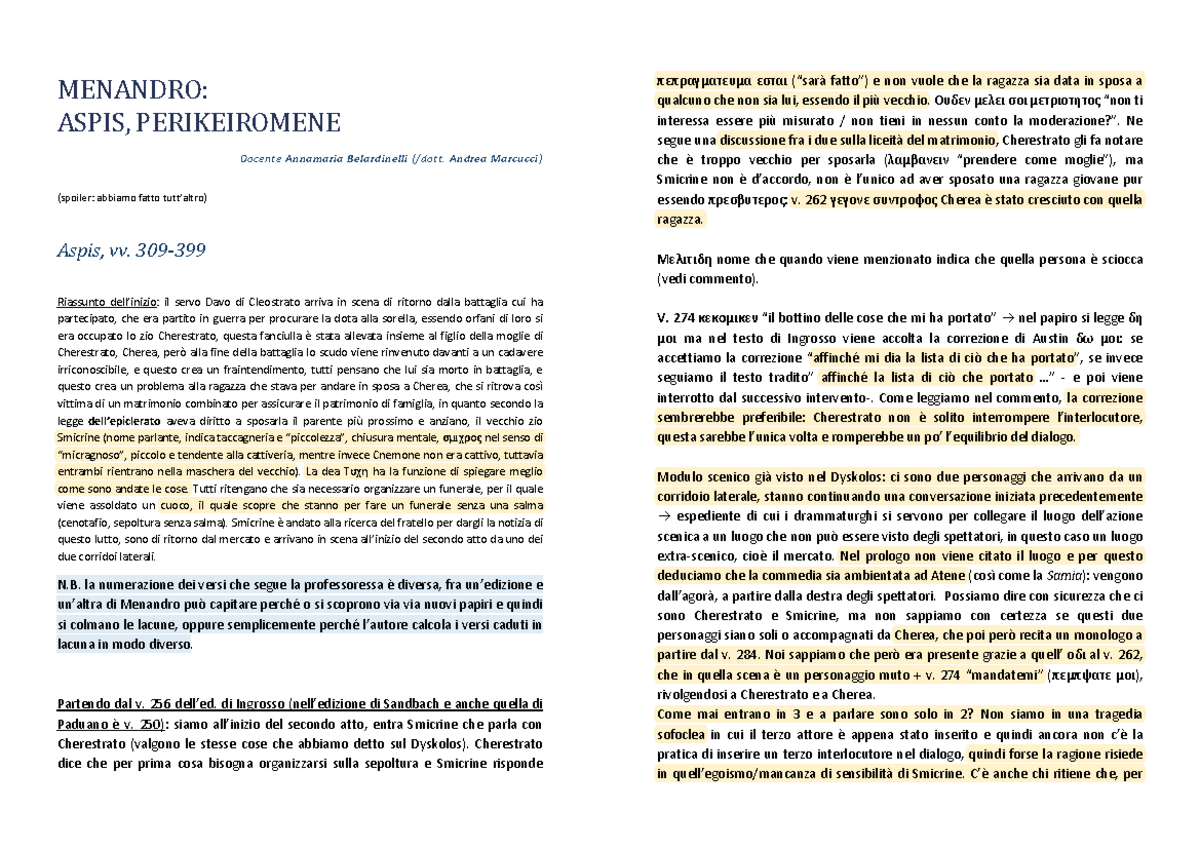 Aspis, Perikeiromene - oidnciodn sdòa - MENANDRO: ASPIS, PERIKEIROMENE ...