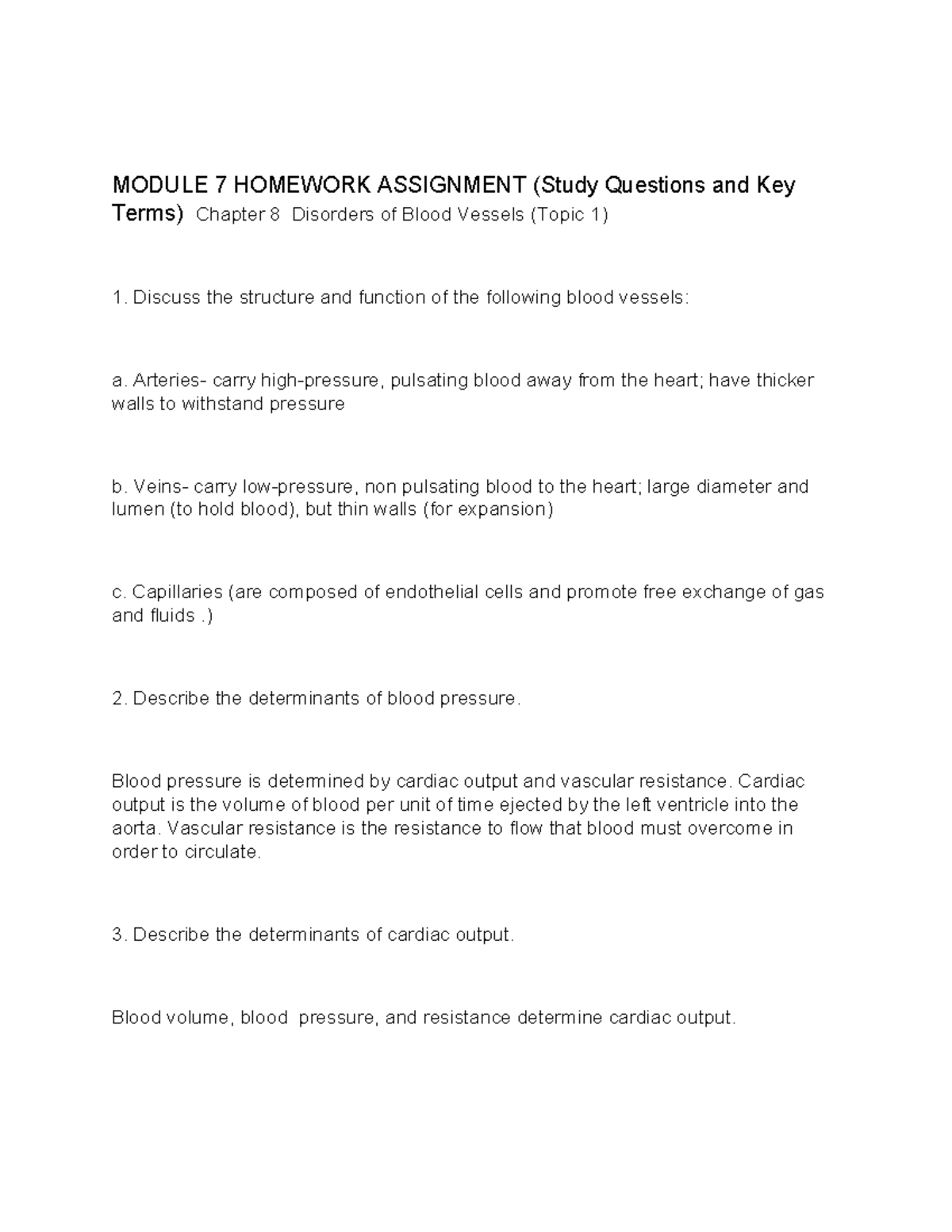 Pathophysiology Hmwrk 7 - MODULE 7 HOMEWORK ASSIGNMENT (Study Questions ...