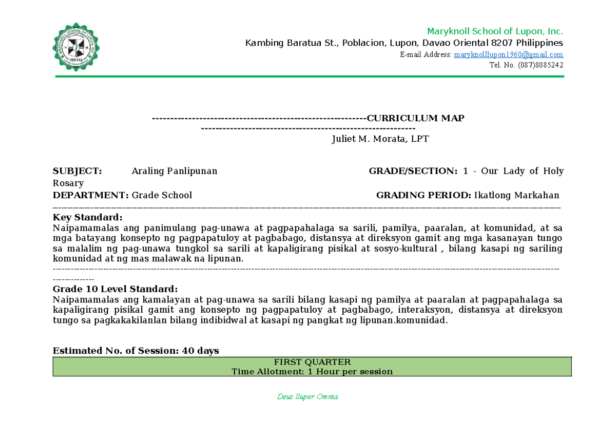 AP -1 CM-3rd-Quarter Week 1, 2 - Kambing Baratua St., Poblacion, Lupon ...