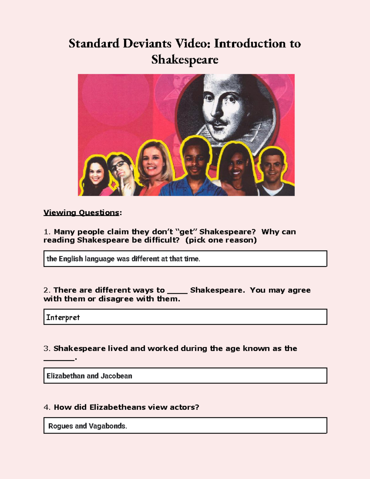 Standard Deviants Video Introduction to Shakespeare - Standard Deviants ...