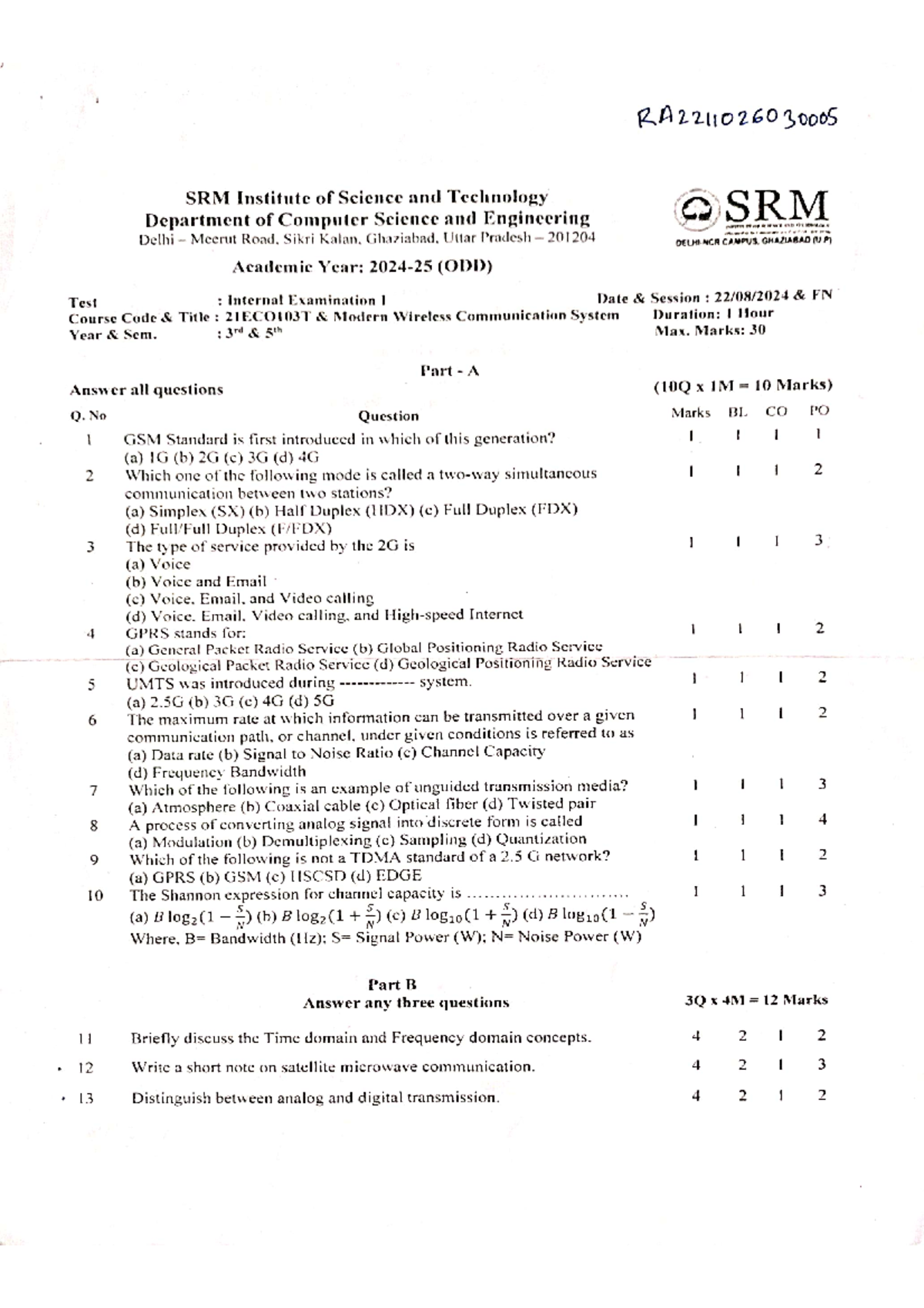Sem5 All ct qps(subject wise) - SRM Institute of Science and Technology ...