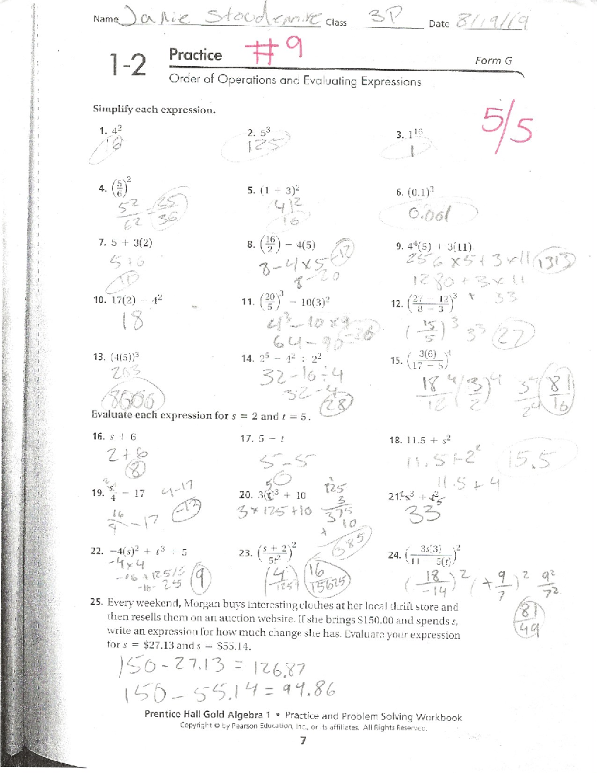 Lesson 1-5Math Worksheets - MAT140 - Studocu