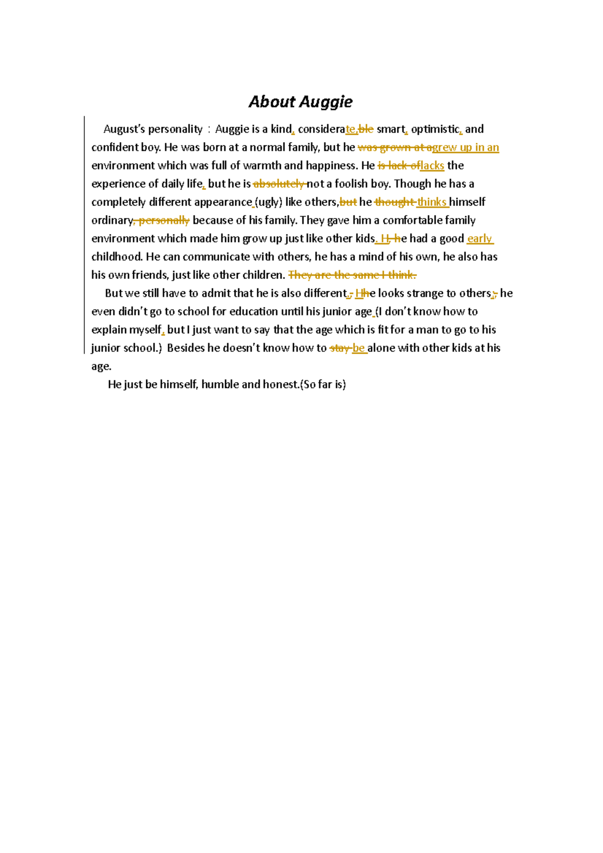 Wonder Reflection 1 - Edited - About Auggie August’s personality：Auggie ...