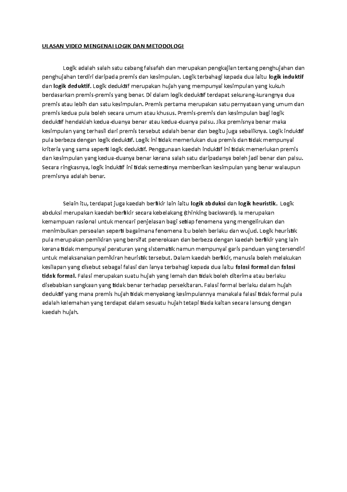 Ulasan Video Falsafah Kuliah 3 - Logik DAN Metodologi - ULASAN VIDEO ...