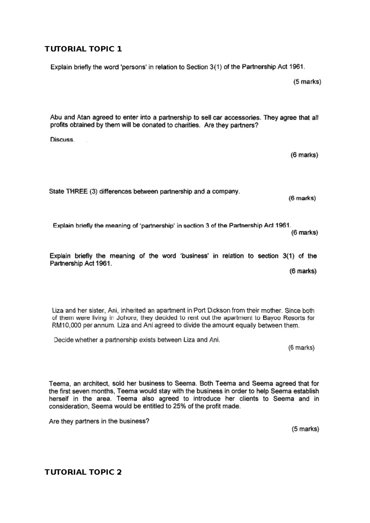 Tutorial Topic 1 and 2 - Law of Association I - TUTORIAL TOPIC TUTORIAL ...