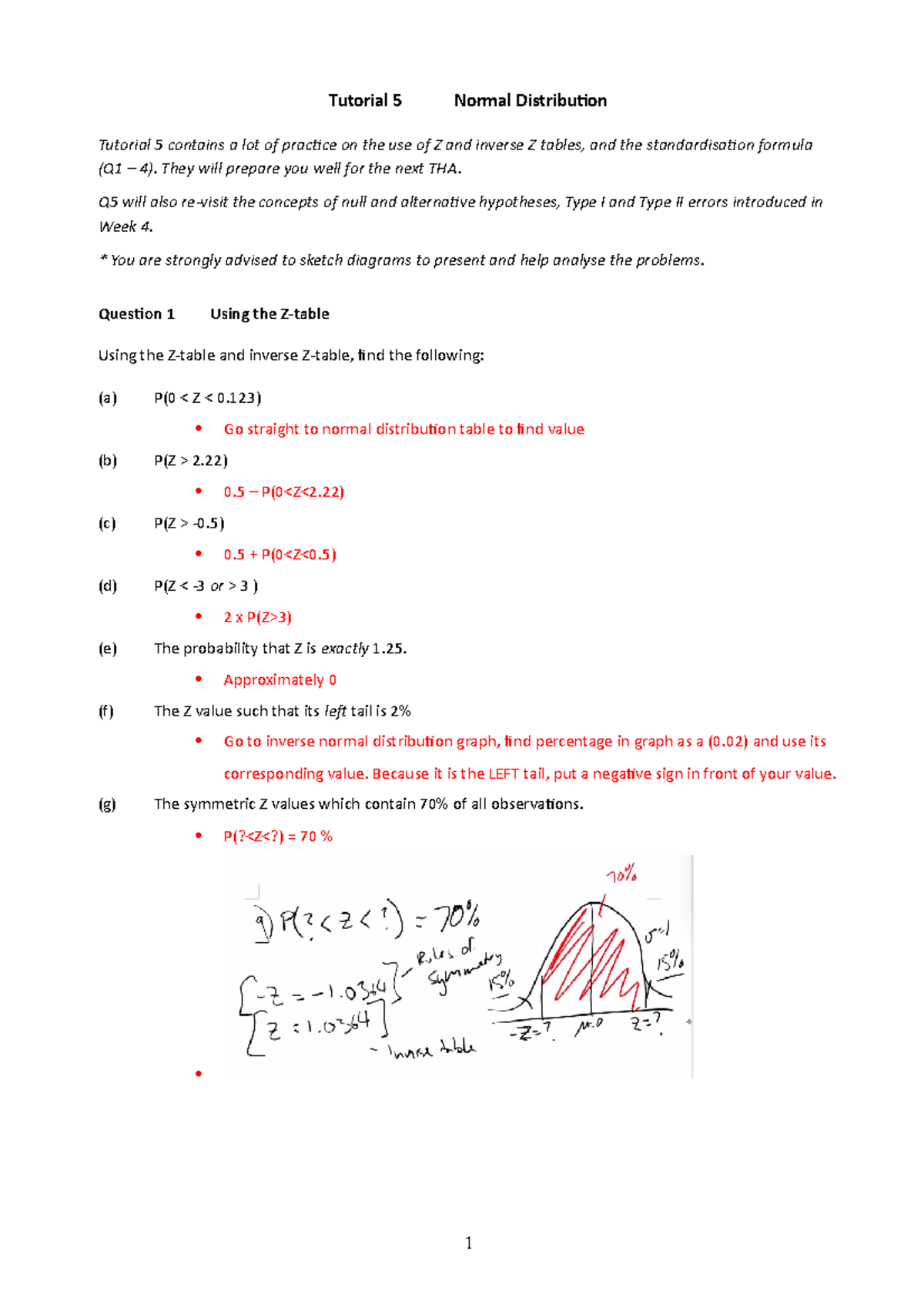 Tute 5 Normal Distribution - Tutorial 5 Normal Distribution Tutorial 5 contains a lot of ...