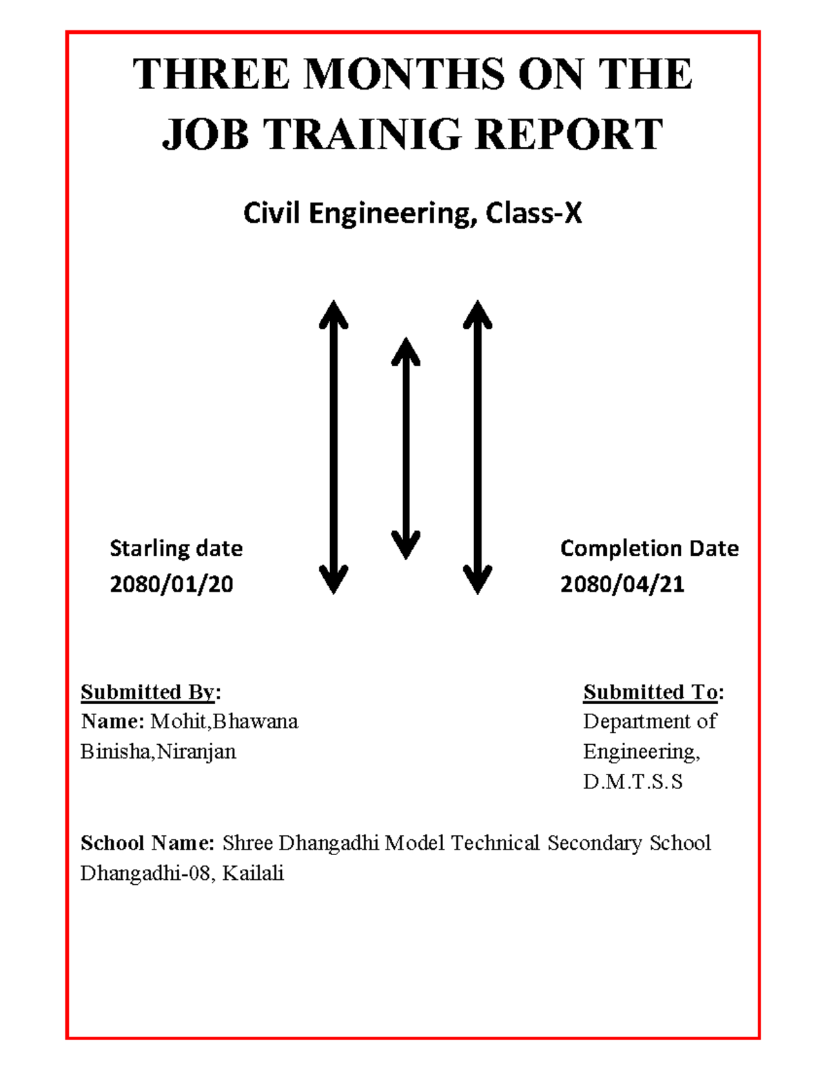 Final Ojt Report for sub engineering Students 2079 - THREE MONTHS ON ...