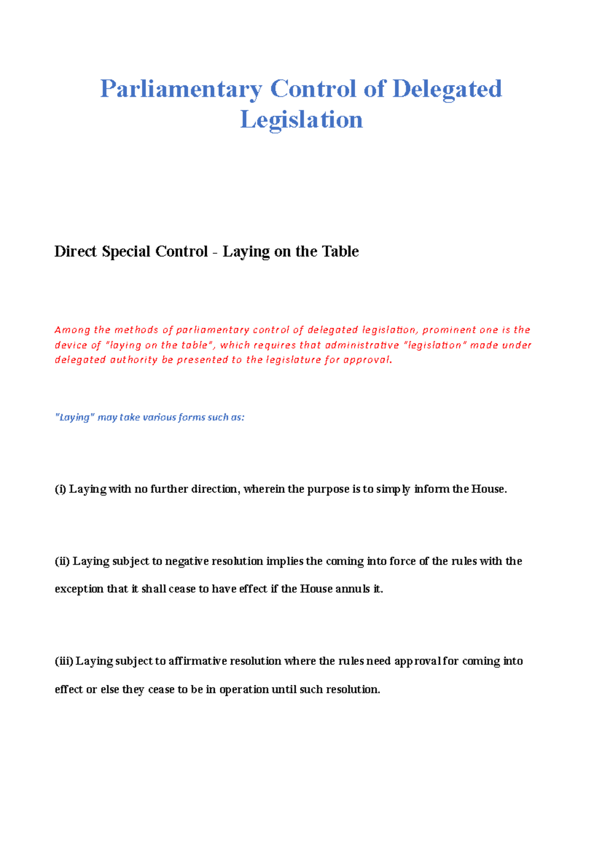 Direct Special Control - Laying on the Table - Parliamentary Control of ...