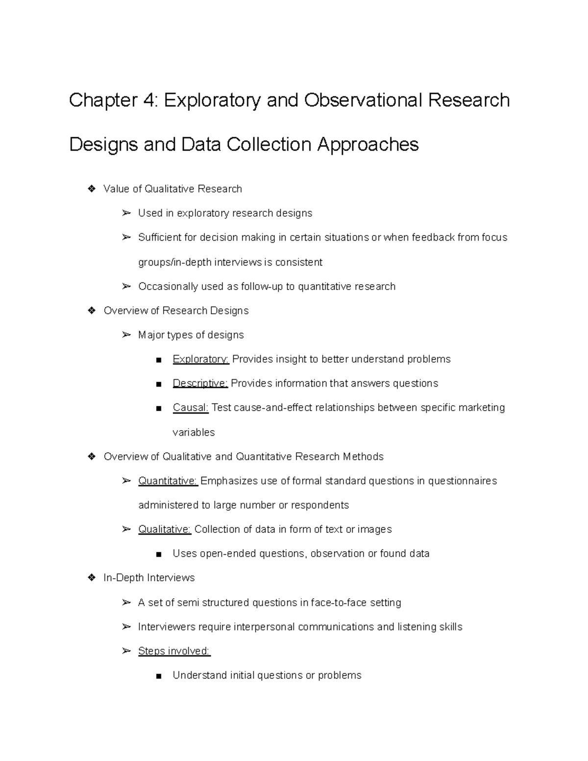MKTG330 Chapter 4 - Chapter 4: Exploratory and Observational Research ...
