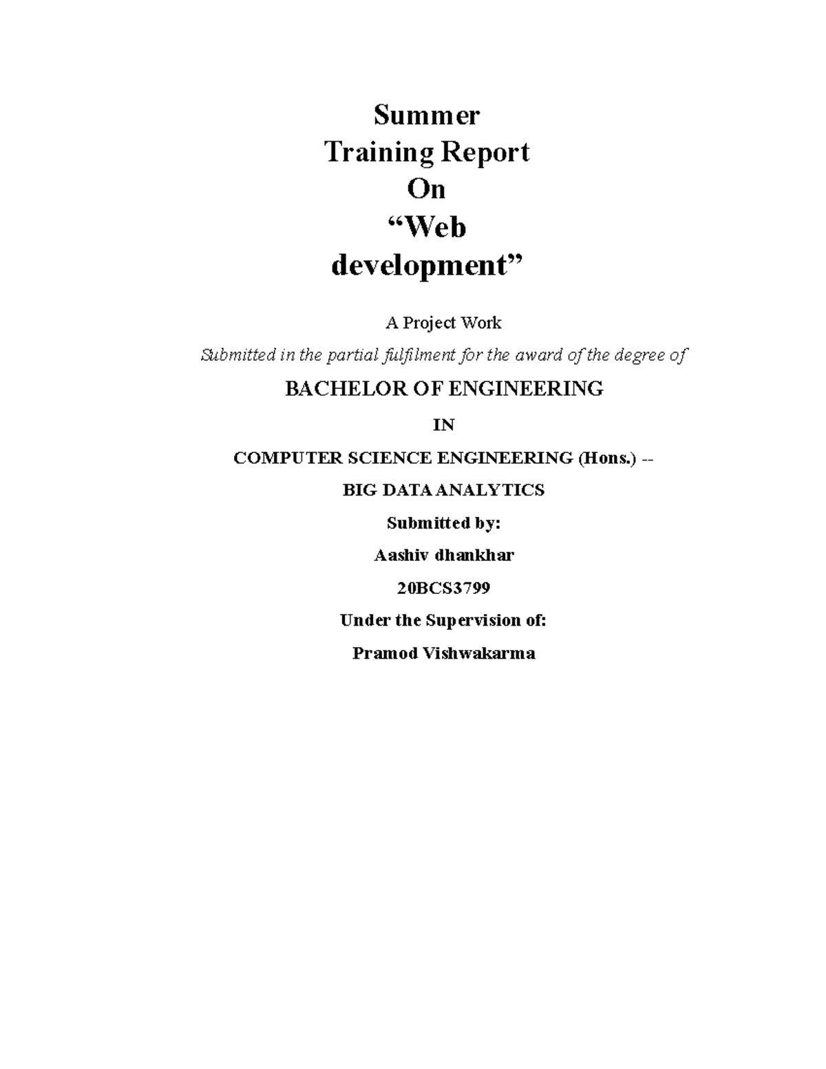 25895690 - its good to use - Summer Training Report On “Web development” A Project Work ...