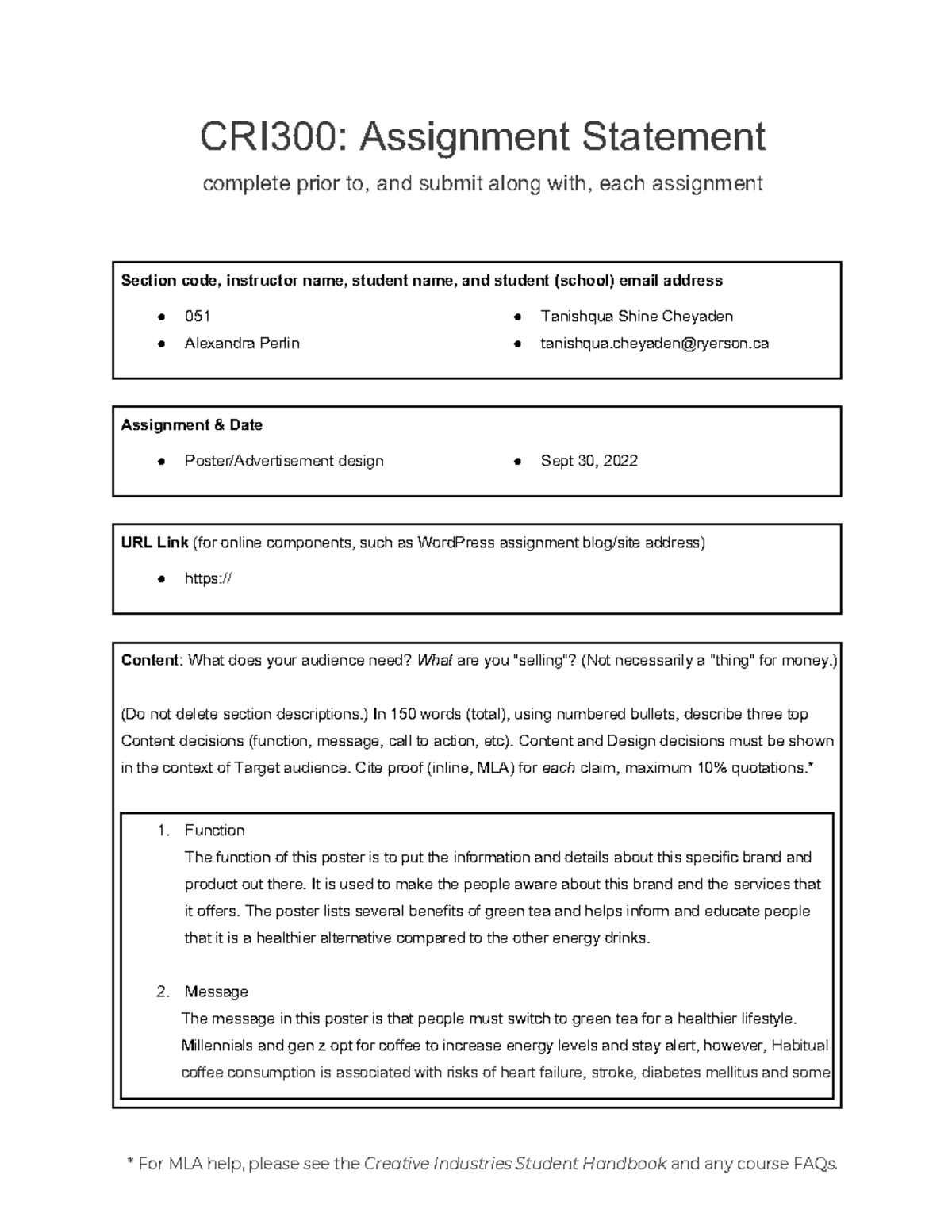 CRI300-051 statement-1 tanishqua - CRI300: Assignment Statement ...