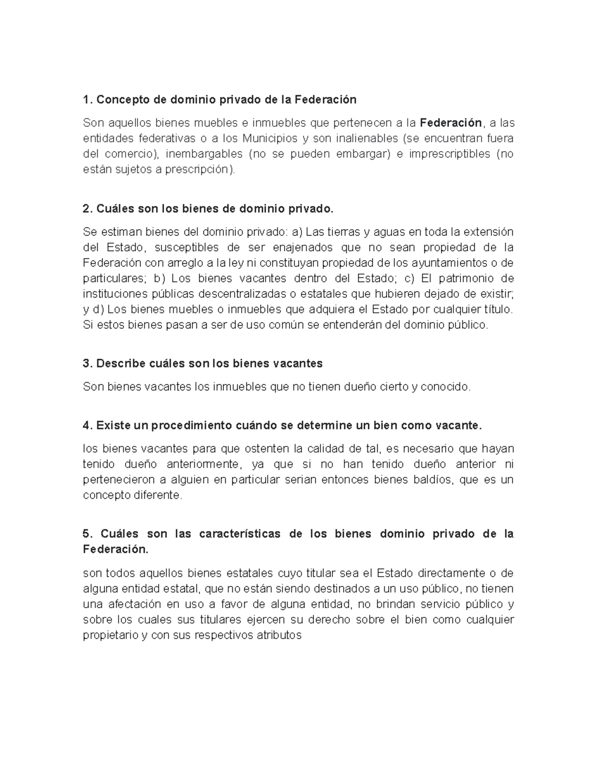 Bienes DE Dominio Privado DE LA Federacion - 1. Concepto de dominio ...