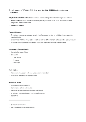 COMM 2105 - Social Networks - Module 4 Study Guide - Study Guide Module ...