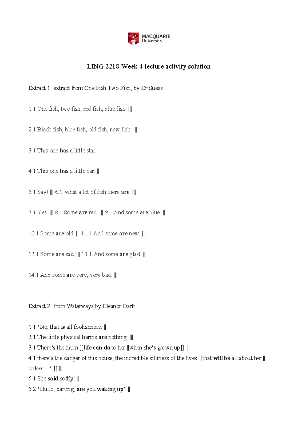 Week4 lecture activity solution - LING 2218 Week 4 lecture activity ...