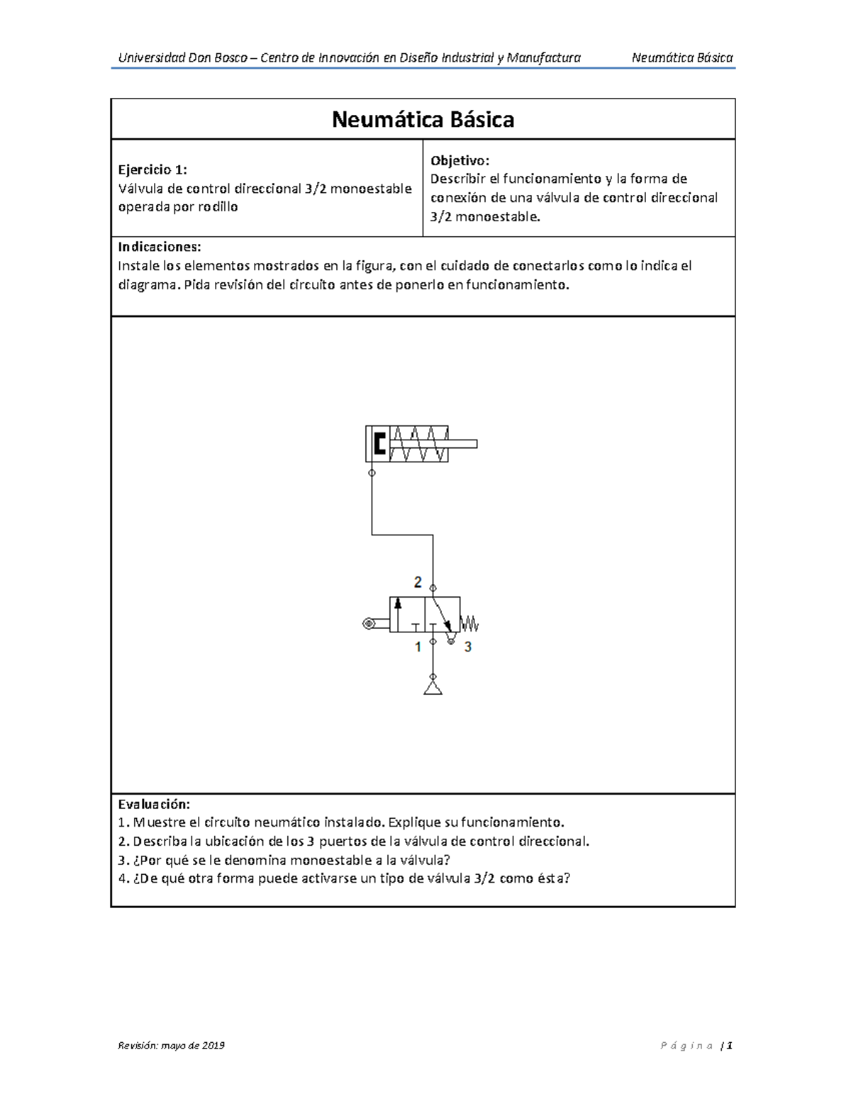 2019 0507 Ejercicios Neumática Básica - Neumática Básica Ejercicio 1: Válvula de control ...