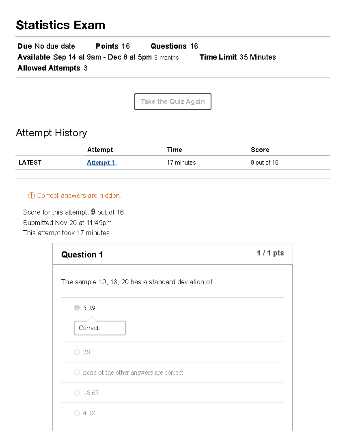 Statistics Exam BUS 302 L Exam 1 - Statistics Exam Due No due date ...