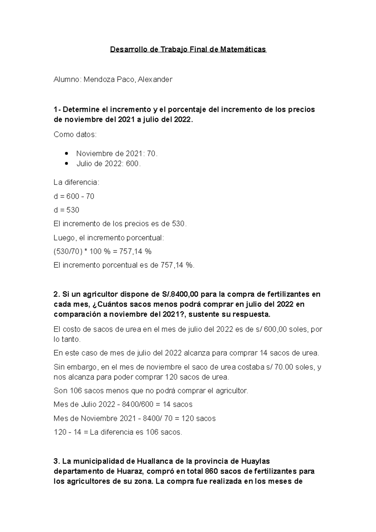 Aaaaa - Desarrollo de Trabajo Final de Matemáticas Alumno: Mendoza Paco ...