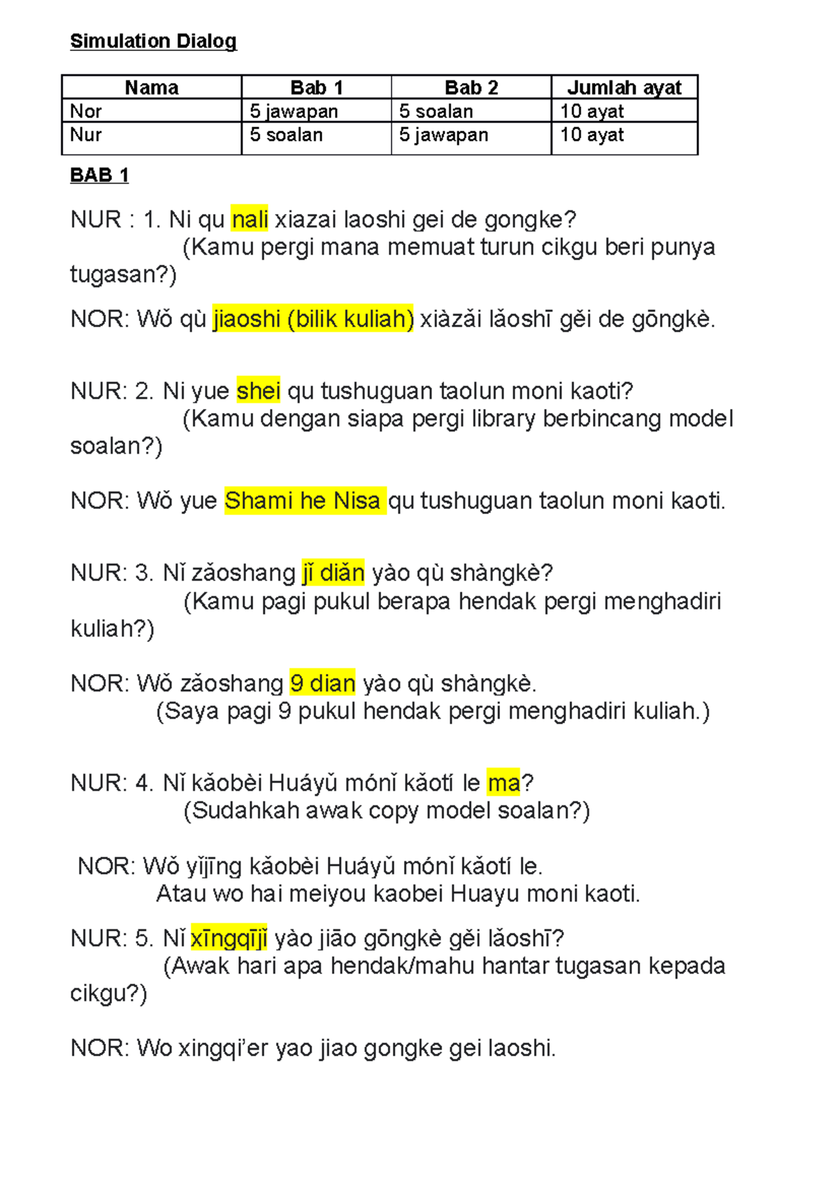 Simulation Dialog - just an example for your study. good luck ! - Simulation Dialog BAB 1 NUR ...