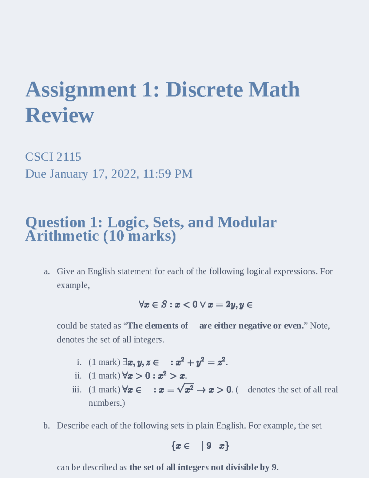 Discrete - Assigment 1 2115 theory of computer science - Assignment 1 ...