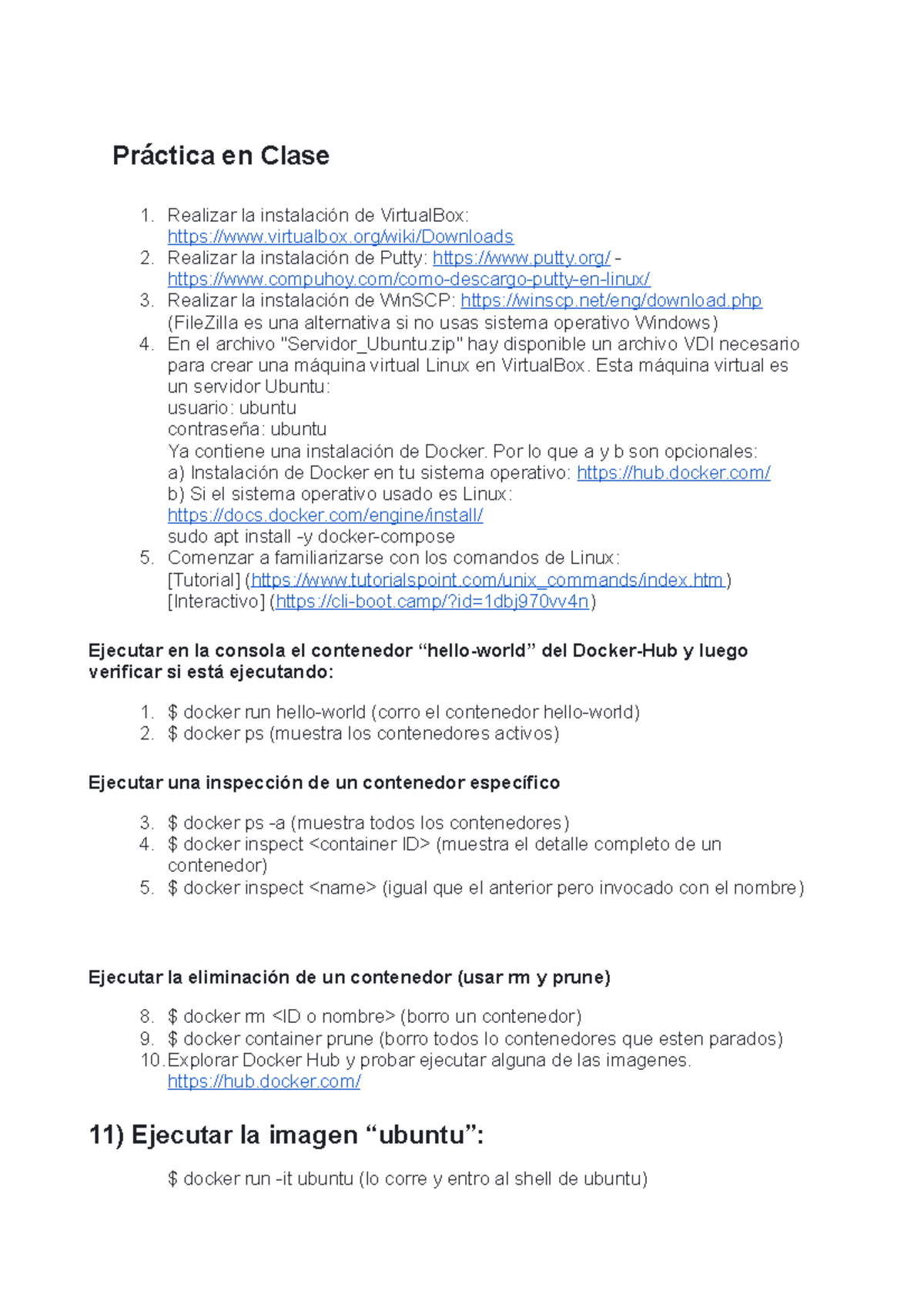 Practica en Clase - Práctica en Clase Realizar la instalación de VirtualBox: - Studocu