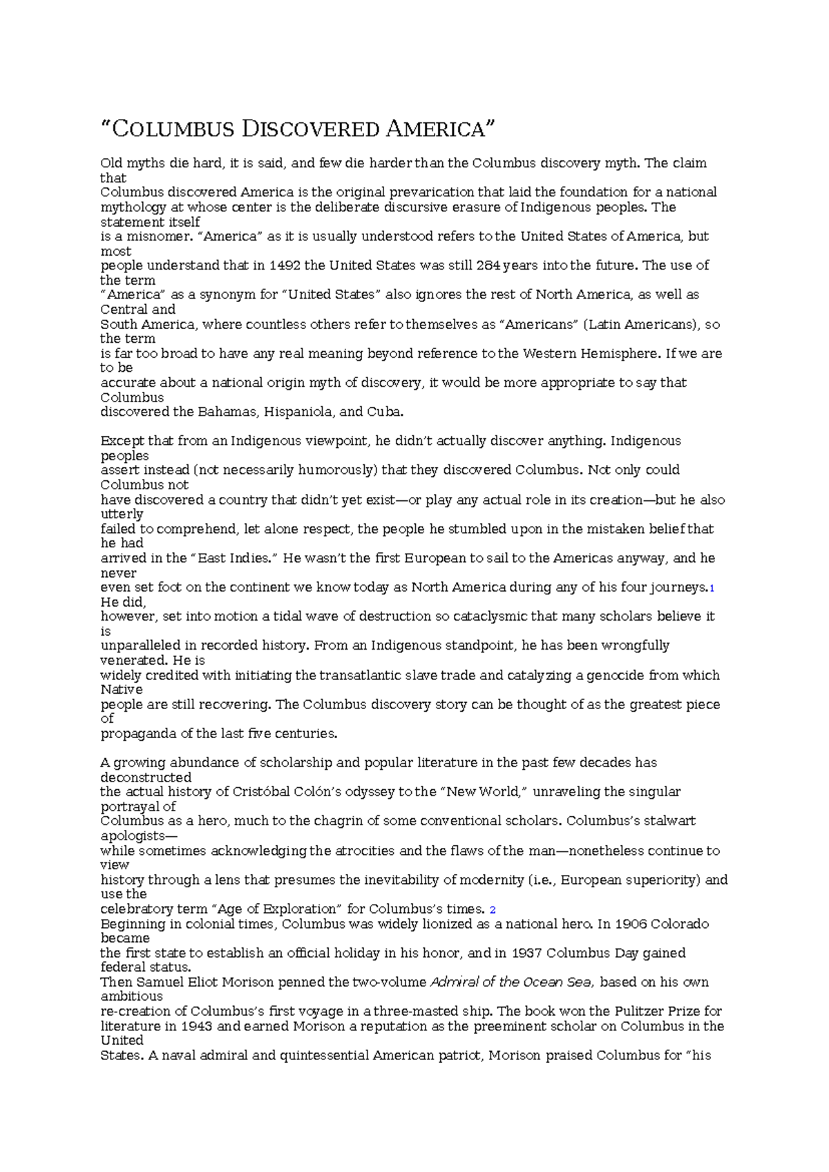 Columbus Discovered America - “COLUMBUS DISCOVERED AMERICA” Old myths ...