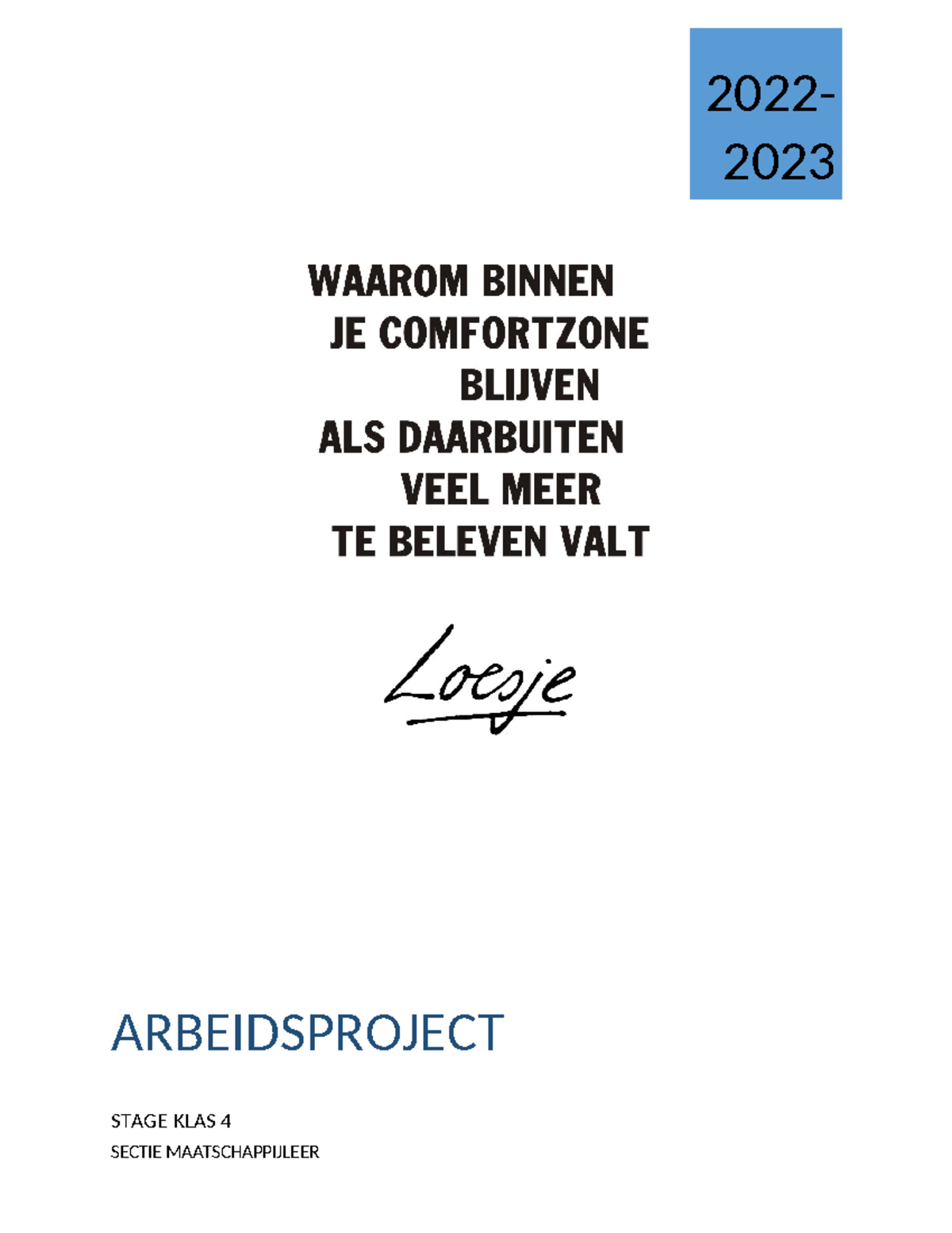 ABP-boekje 2 - 2022- 2023 ARBEIDSPROJECT STAGE KLAS 4 SECTIE ...