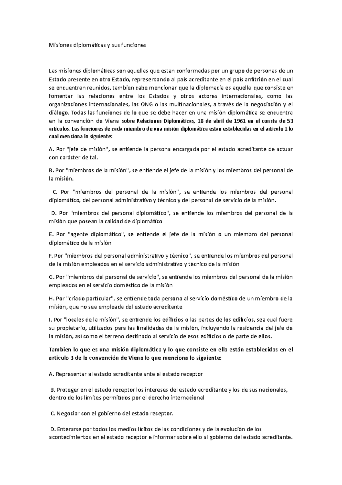 Mision diplomatica-funciones - Misiones diplomáticas y sus funciones ...