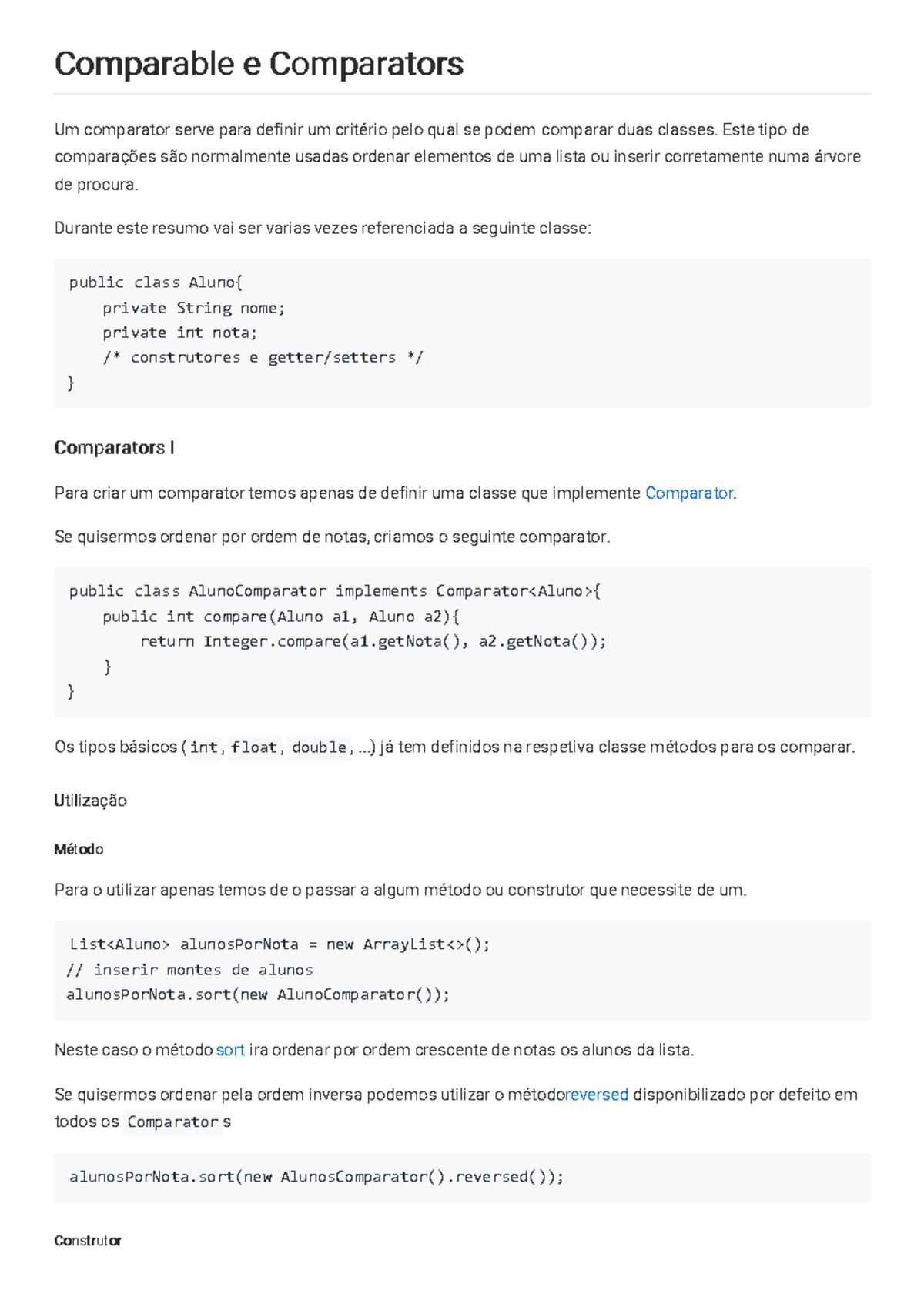Comparators - Comparable e ComparatorsComparable e Comparators Um ...