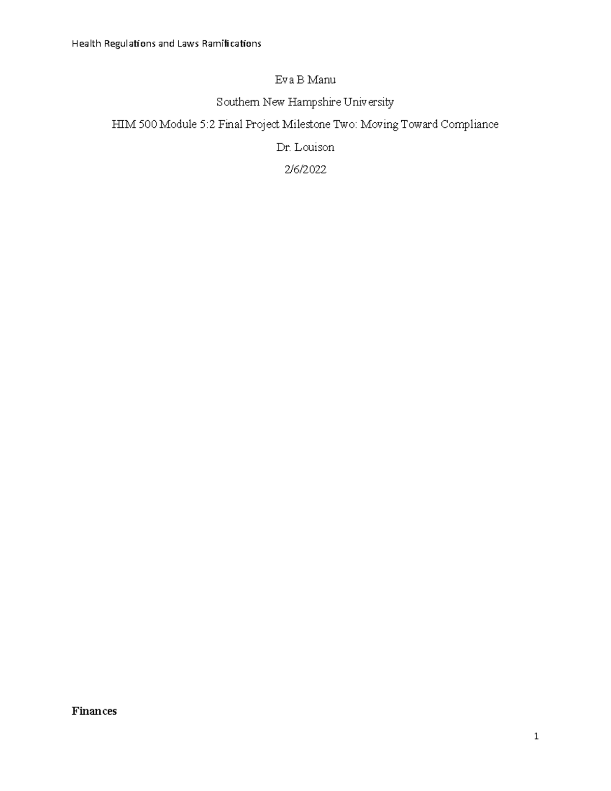 HIM-Module 5-2 Moving towards Compliance - Eva B Manu Southern New ...